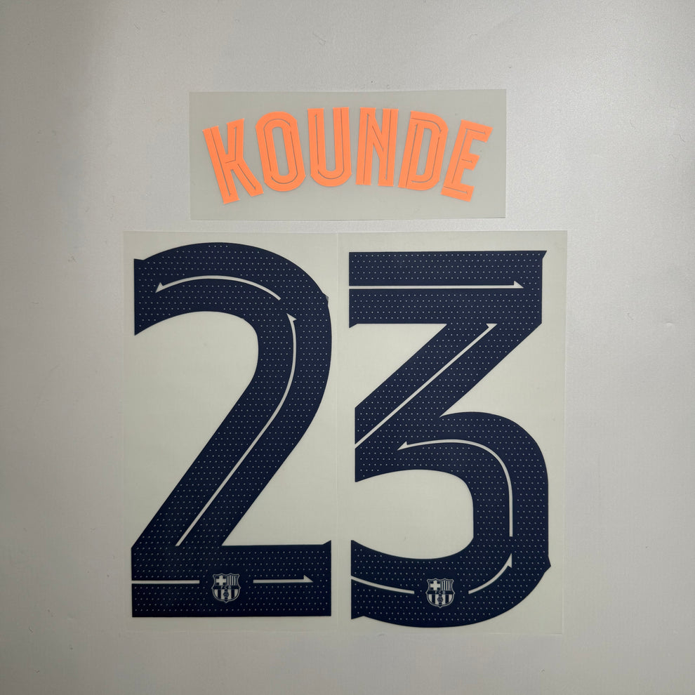 Official #23 Kounde 25/26 Barcelona 3rd Name & Number set Club Font ...
